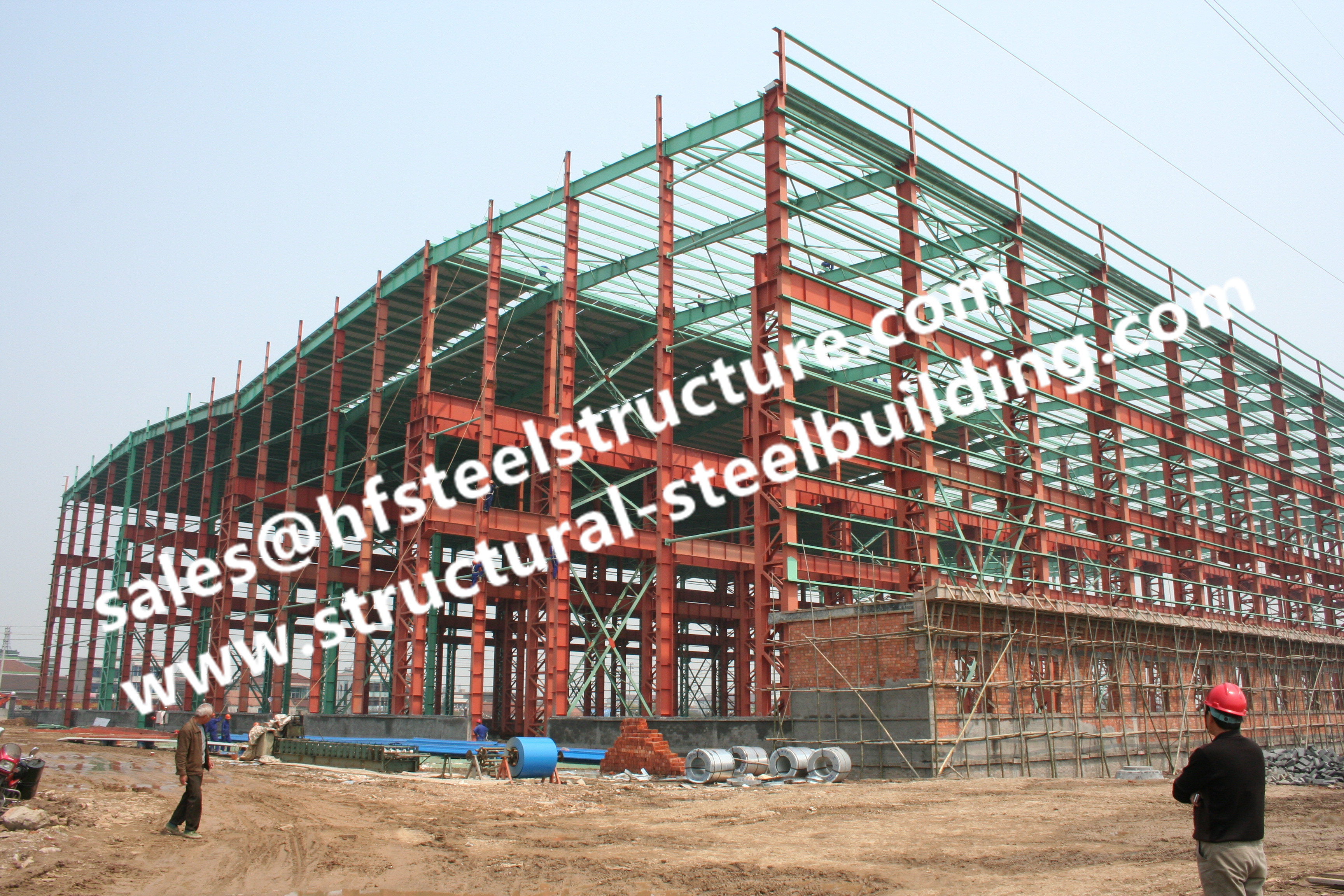 Pre Painted Industrial Workshop Steel Frame Buildings S235JR Columns Frames