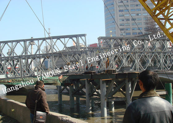 HD200 Double Row Deck Type Modular Steel Bailey Bridge Hoisting Installation In Site