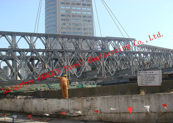 HD200 Double Row Deck Type Modular Steel Bailey Bridge Hoisting Installation In Site
