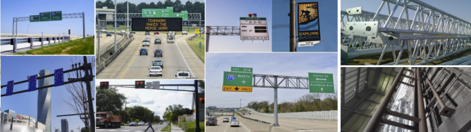 Steel Double Post Sign Support System Traffic Signal Poles