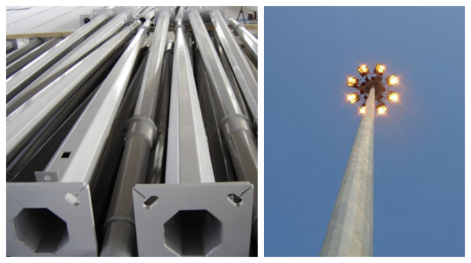 Galvanized Octagonal High Mast Poles Steel Lamp Posts